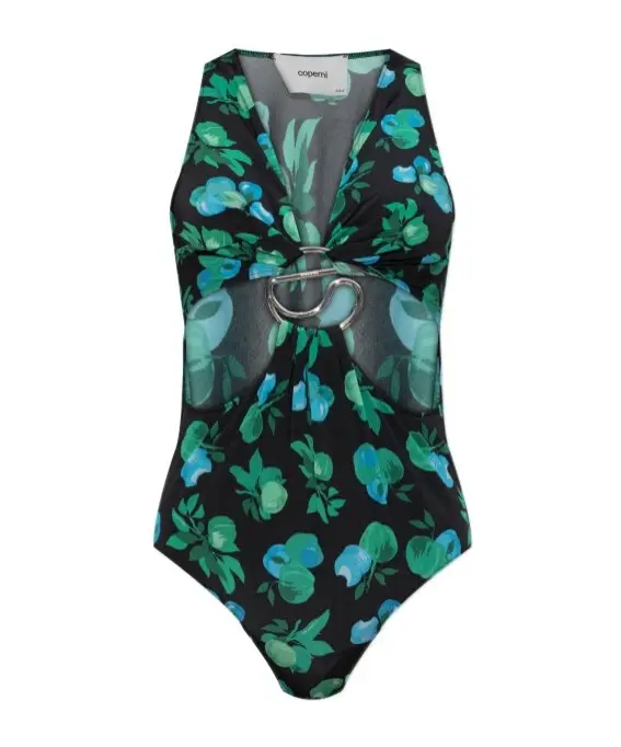 Coperni Floral Print Plunge Neck Bodysuit - Multi-color