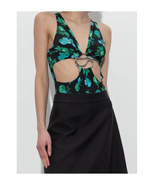 Coperni Floral Print Plunge Neck Bodysuit - Multi-color
