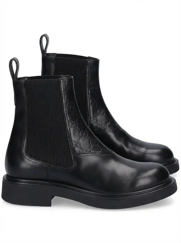 Gucci Gg Embossed Ankle Boots - Black