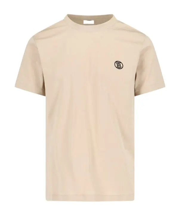 Burberry Logo Embroidered Crewneck T-shirt - Nude