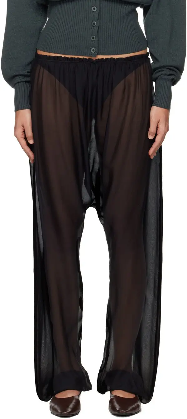 Paloma Wool Silk Palazzo Trousers - Black