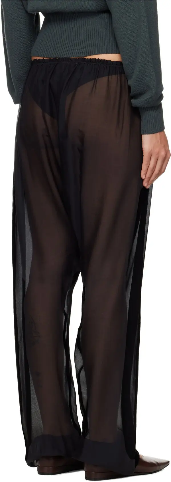 Paloma Wool Silk Palazzo Trousers - Black