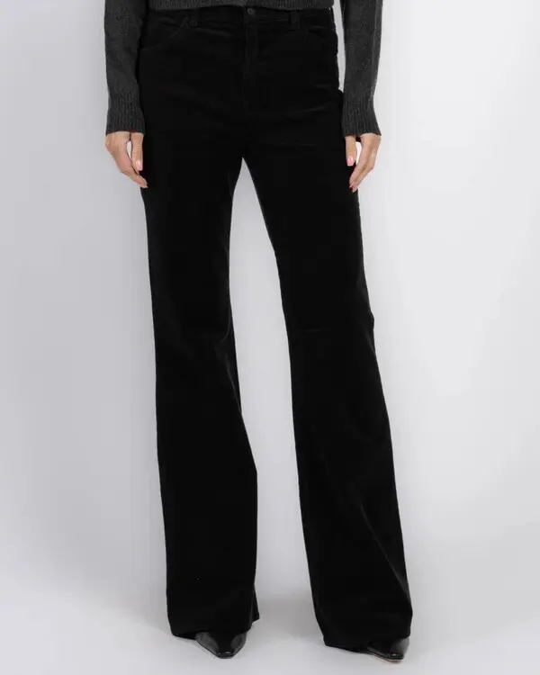 NILI LOTAN Flared Corduroy Trousers - Black