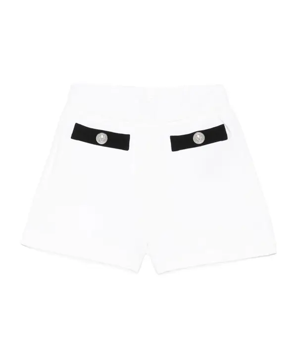 Balmain Elasticated Waist Faux Pocket Shorts - White