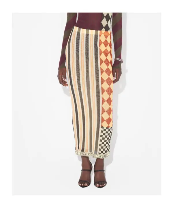 JEAN PAUL GAULTIER Patchwork Printed Maxi Skirt