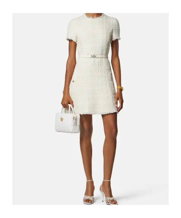Versace Tweed Mini Dress With Medusa '95 Hardware