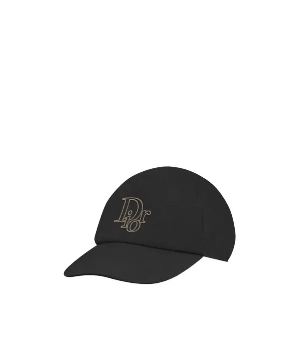 Dior Cotton Cap With Oblique Embroidery - Black