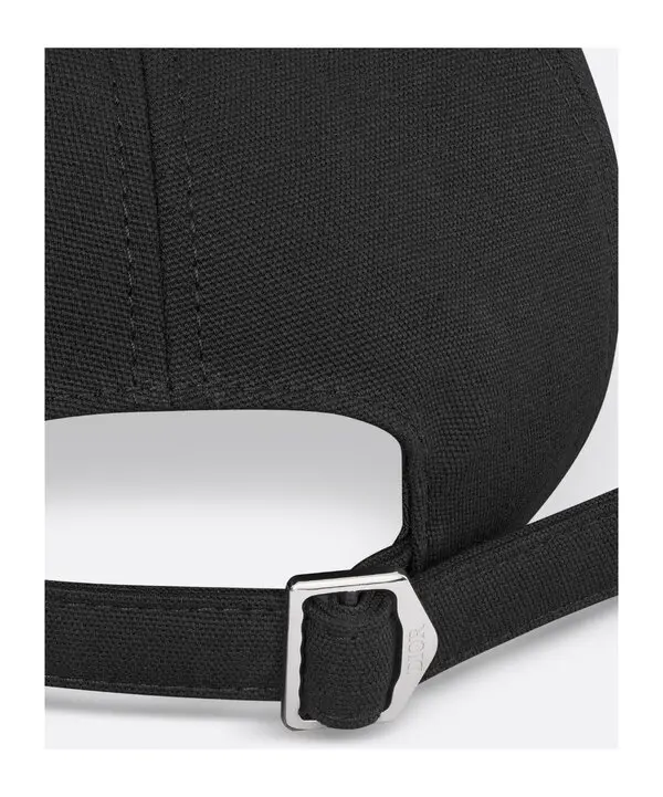 Dior Cotton Cap With Oblique Embroidery - Black
