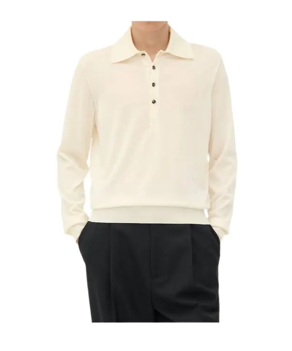 Bottega Veneta Long Sleeved Knitted Polo Shirt