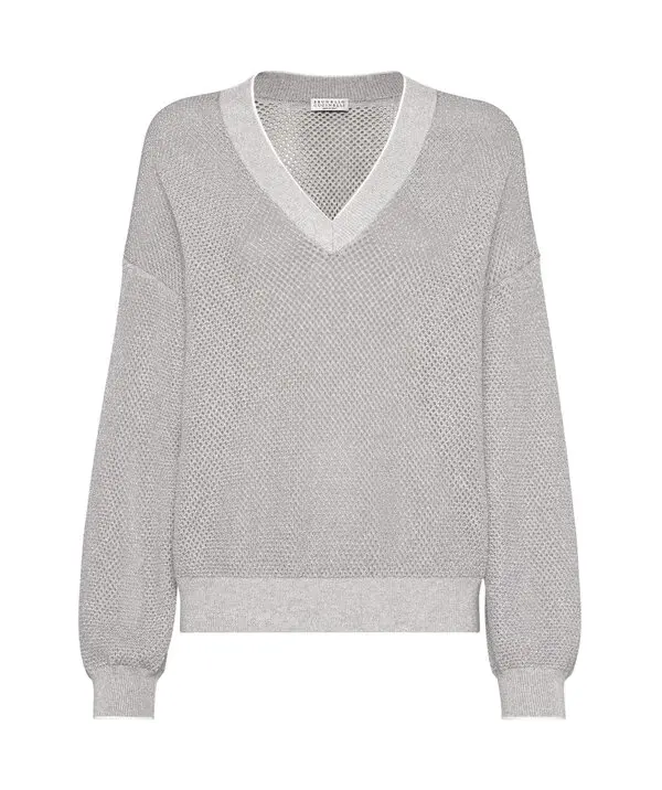 Brunello Cucinelli V-neck Knit Jumper - Gray