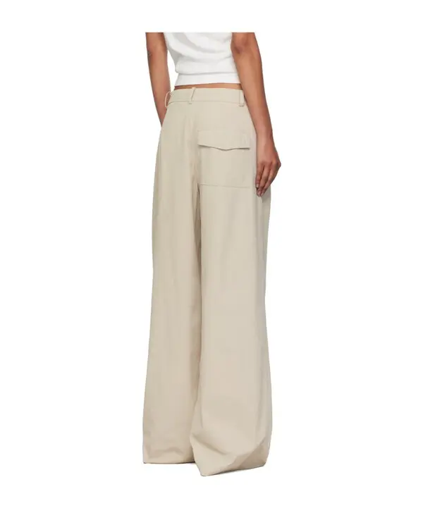 ST. AGNI Wide-leg Pleated Trousers - Nude