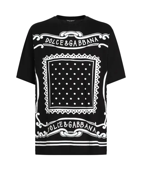 Dolce & Gabbana Dolce Gabbana Bandanna Printed Crewneck T-shirt - Black