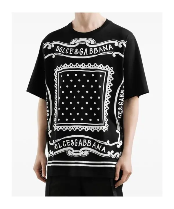 Dolce & Gabbana Dolce Gabbana Bandanna Printed Crewneck T-shirt - Black