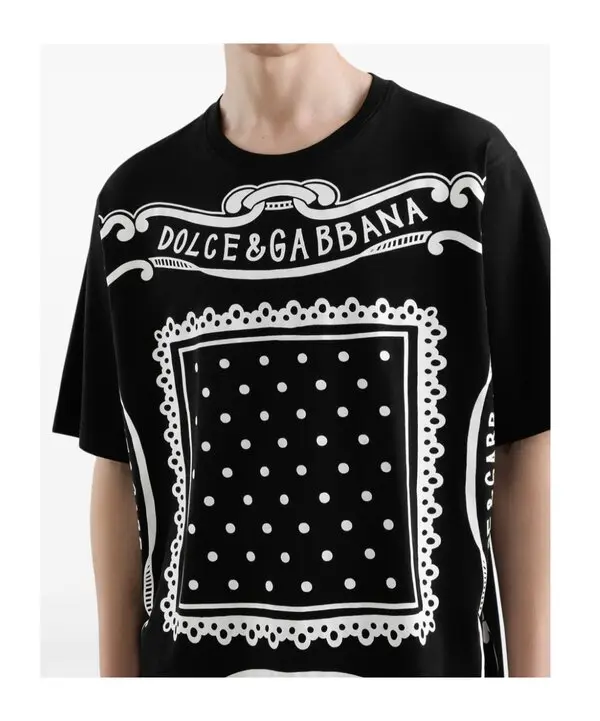 Dolce & Gabbana Dolce Gabbana Bandanna Printed Crewneck T-shirt - Black
