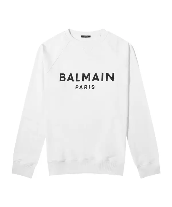 Balmain Logo Printed Crewneck Sweatshirt - White