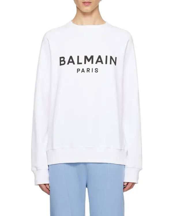 Balmain Logo Printed Crewneck Sweatshirt - White