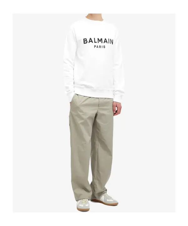 Balmain Logo Printed Crewneck Sweatshirt - White