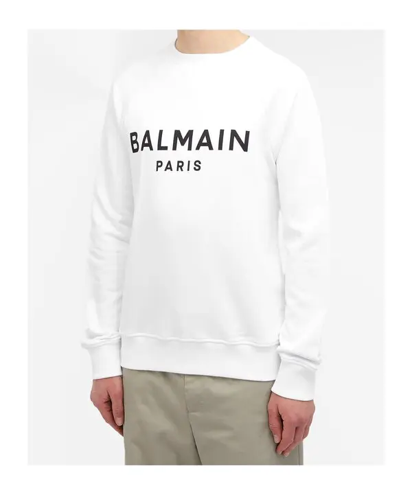 Balmain Logo Printed Crewneck Sweatshirt - White