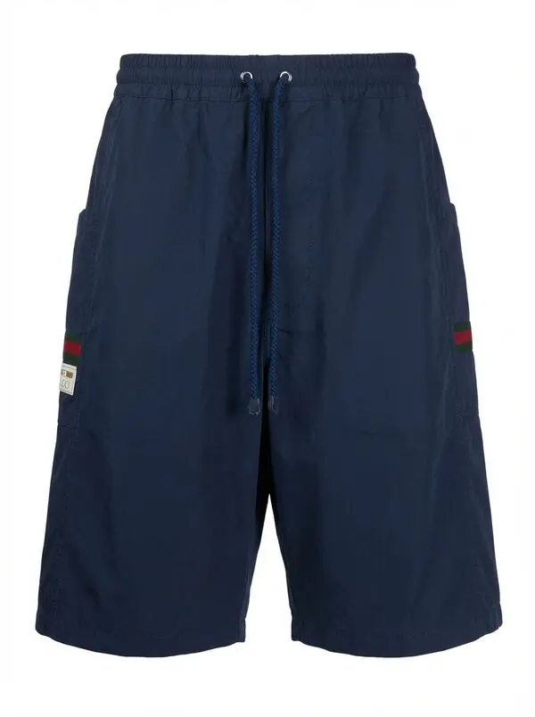 Gucci Logo Patch Track Shorts - Blue