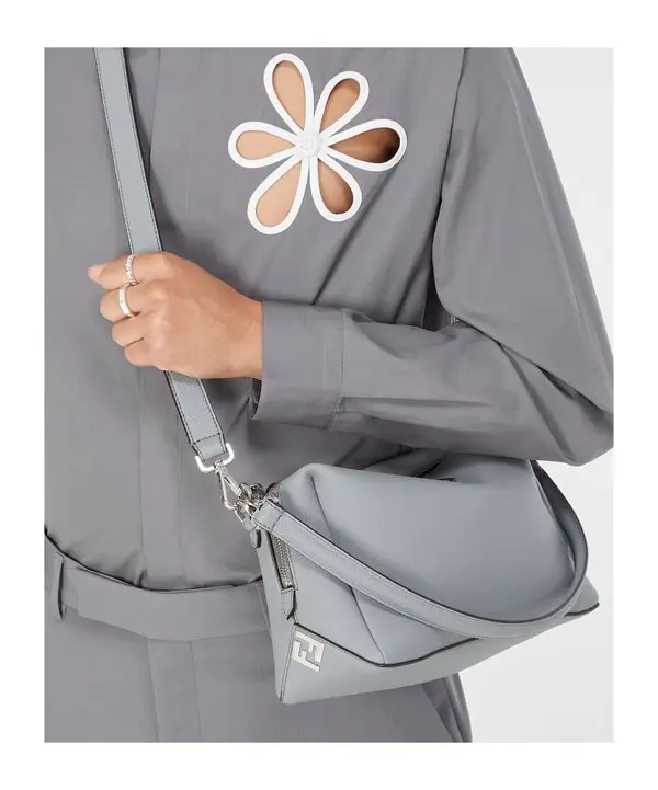 Fendi Zip-top Shoulder Bag With Detachable Straps - Gray