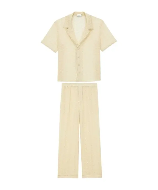 Saint Laurent Two-piece Short-sleeved Pajama Set - Nude