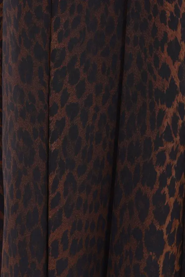 Balenciaga Leopard Printed Midi Skirt - Black