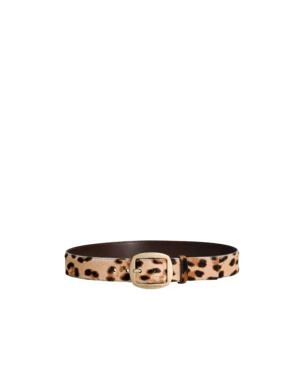 Dolce & Gabbana Leopard Printed Leather Belt - Black