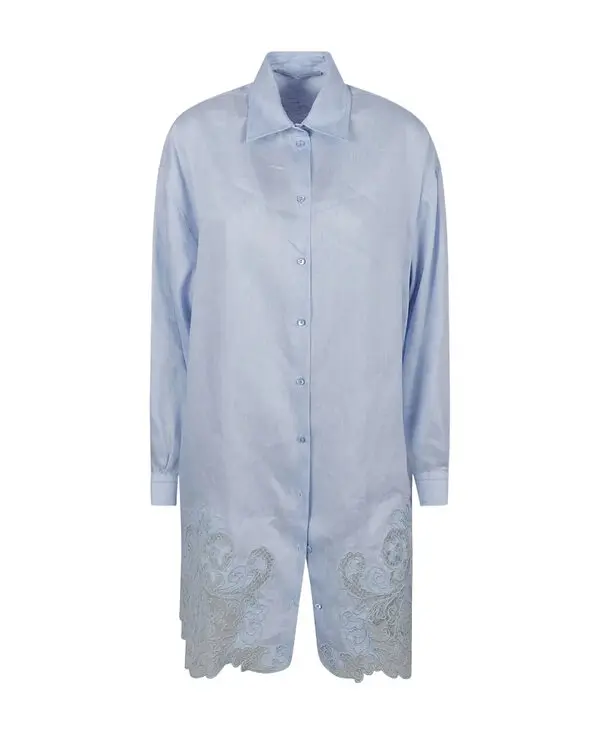 Ermanno Scervino Lace Trim Tunic Buttoned Shirt