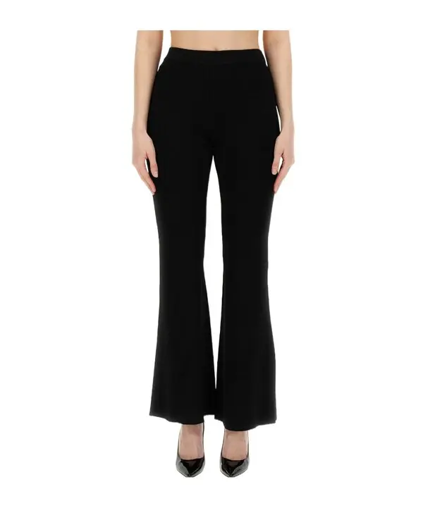 Michael Kors Ribbed-knit Flared Trousers - Black
