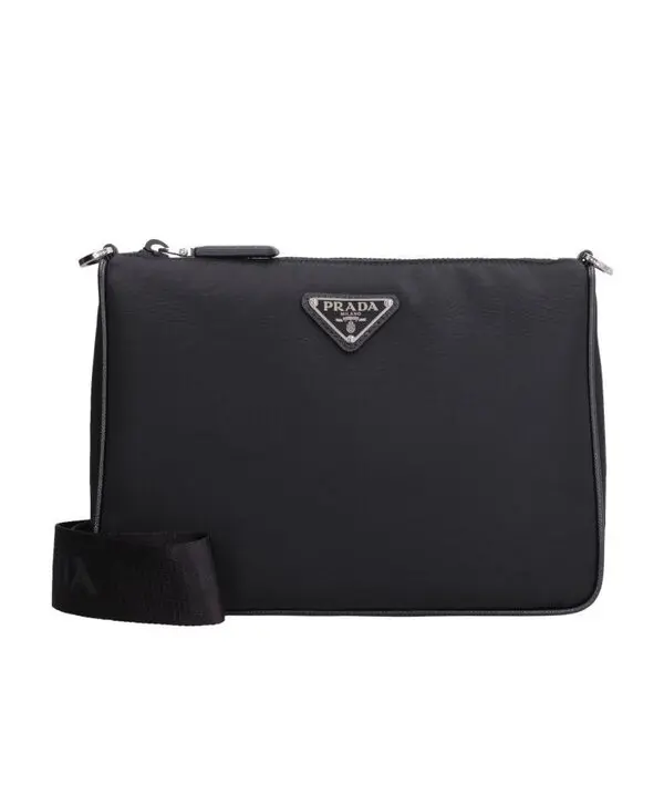 Prada Logo-plaque Shoulder Bag - Black