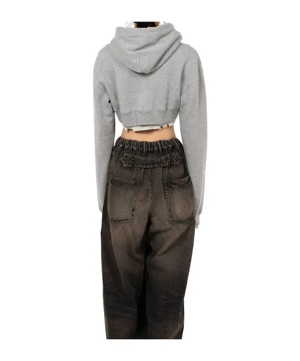 Mihara Yasuhiro Layered Cropped Zip-up Hoodie