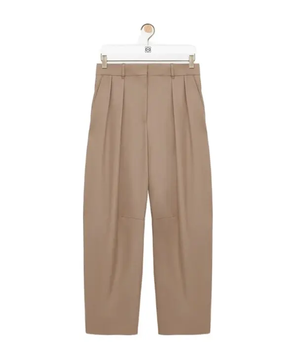 Loewe Barrel Pleated Trousers - Sand-colored