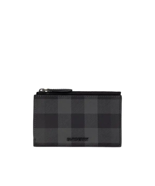 Burberry Check Zip Card Case - Black