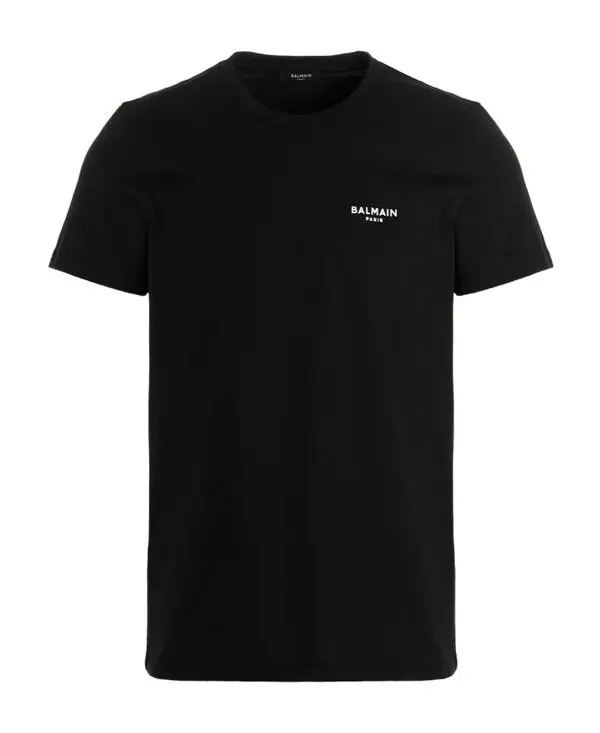 Balmain Flocked Logo Crewneck T-shirt