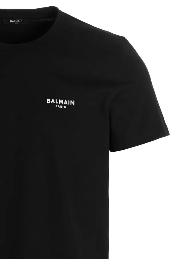 Balmain Flocked Logo Crewneck T-shirt