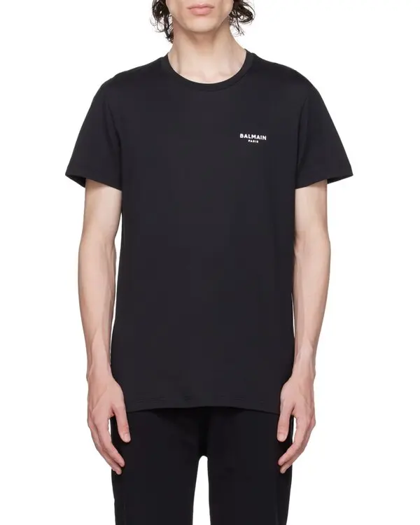 Balmain Flocked Logo Crewneck T-shirt