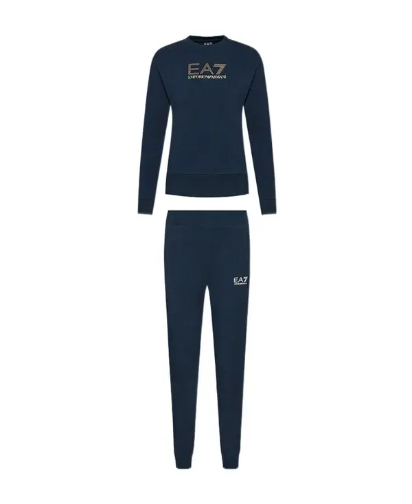 EA7 Crewneck Sweatshirt And Jogger Set With Embellished Logo