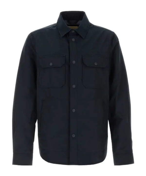 Woolrich Long-sleeved Curved Hem Overshirt - Black