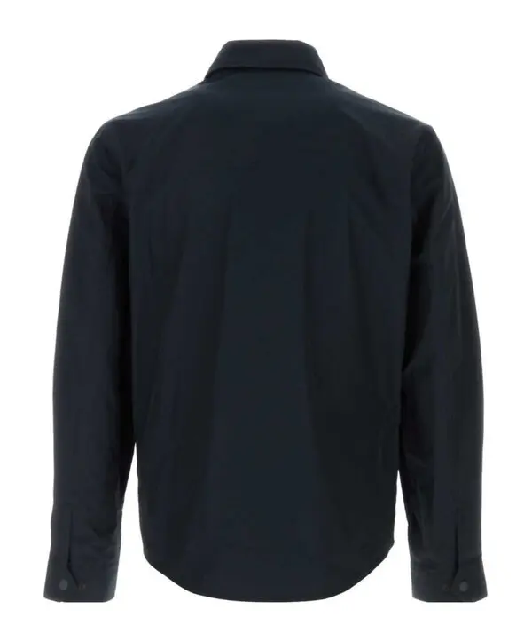 Woolrich Long-sleeved Curved Hem Overshirt - Black