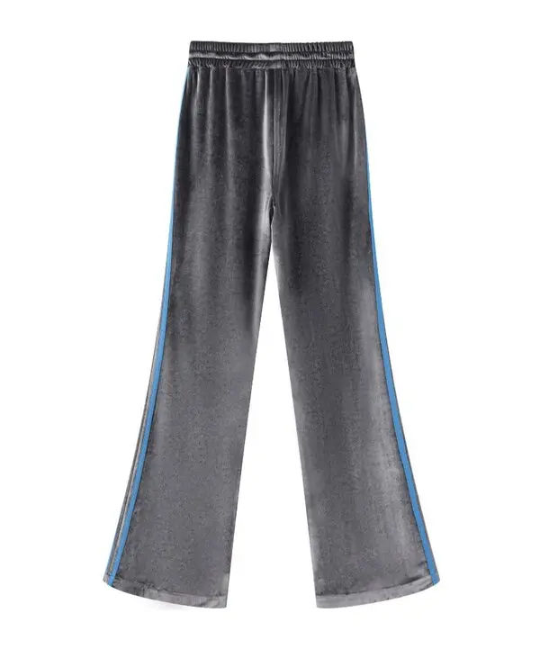 Marissa Chiara Velvet Track Pants With Drawstring Waist