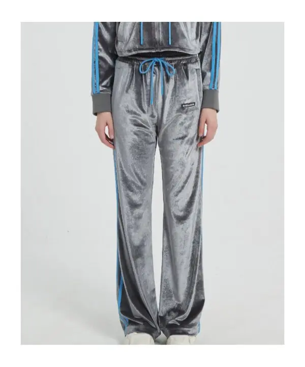 Marissa Chiara Velvet Track Pants With Drawstring Waist