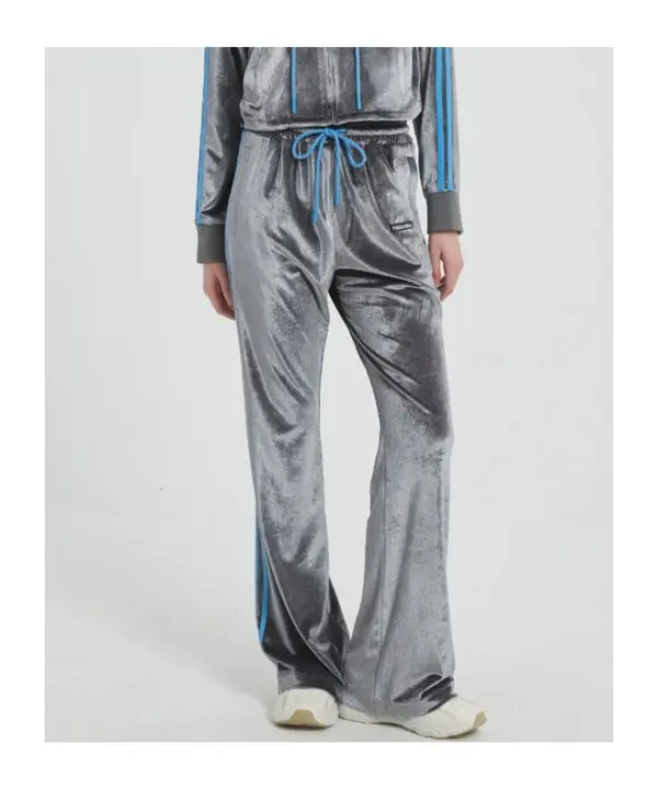Marissa Chiara Velvet Track Pants With Drawstring Waist