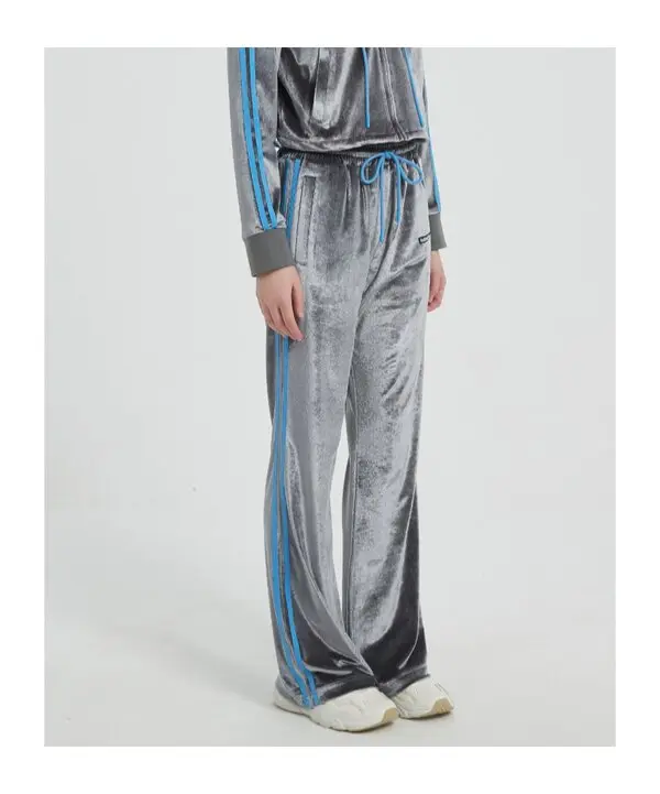 Marissa Chiara Velvet Track Pants With Drawstring Waist