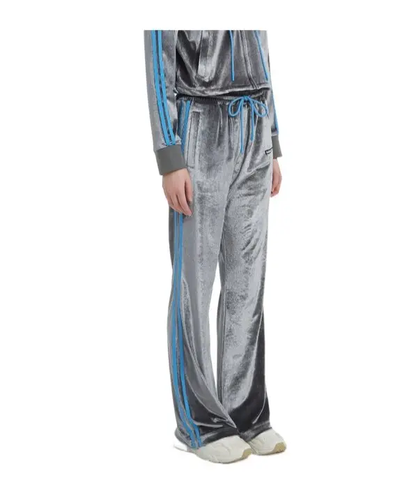 Marissa Chiara Velvet Track Pants With Drawstring Waist