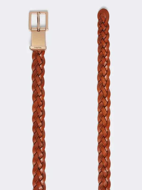 Max Mara Woven Leather Belt - Rust-colored