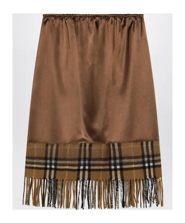 Burberry Checked Fringed Edge Skirt