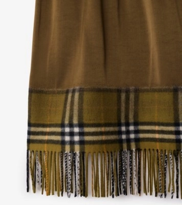 Burberry Checked Fringed Edge Skirt - Brown