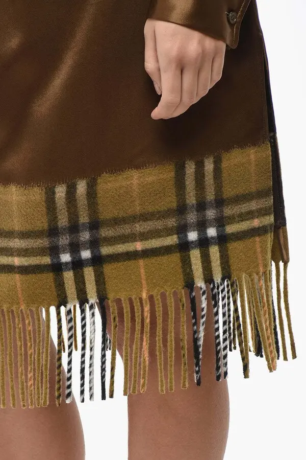 Burberry Checked Fringed Edge Skirt - Brown