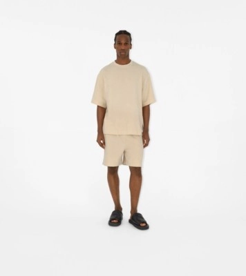 Burberry Logo Jacquard Towelling-finish Crewneck T-shirt - Nude