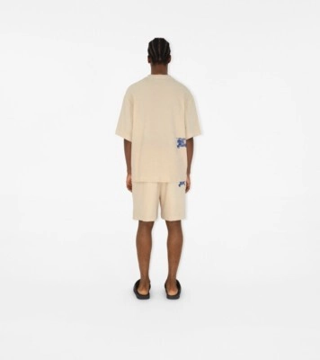 Burberry Logo Jacquard Towelling-finish Crewneck T-shirt - Nude